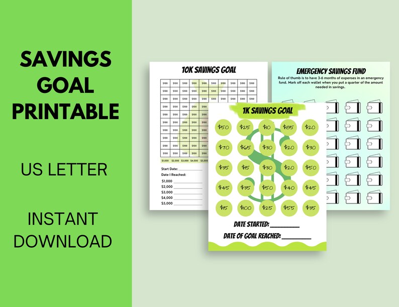 Savings' Goal Printable, Savings Goal Tracker, Savings Goal Pdf ...