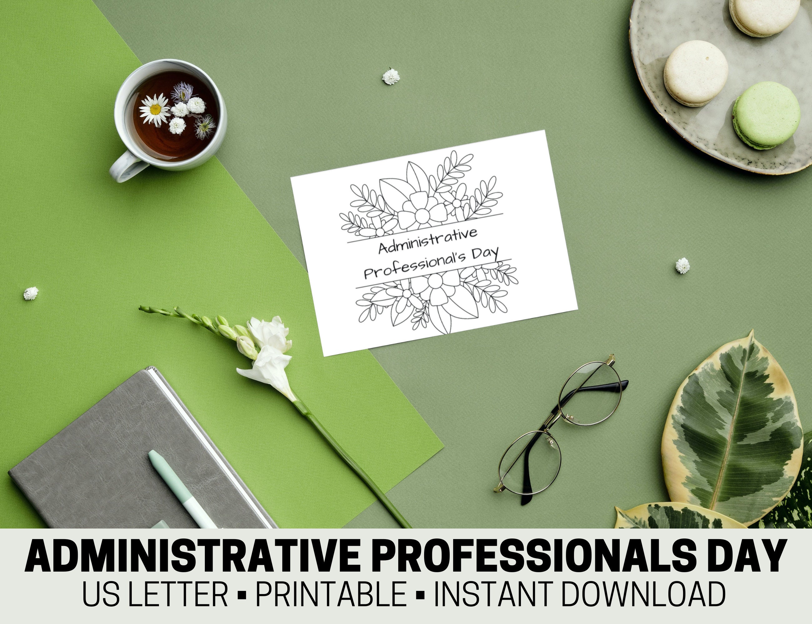 Set of 8 Administrative Professional's Day Cards Printable, A7 and A2 ...