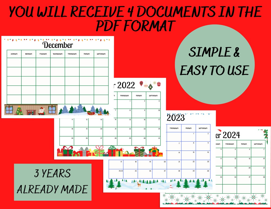 December Calendar Printables Christmas Calendars Month of - Etsy