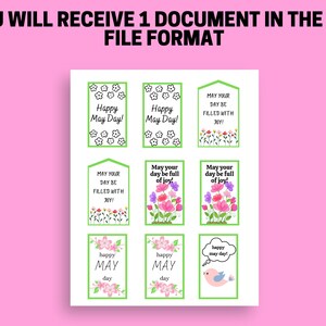 May Day Tags Printables, Spring Gift Tags, Printable May Day Basket Tag ...