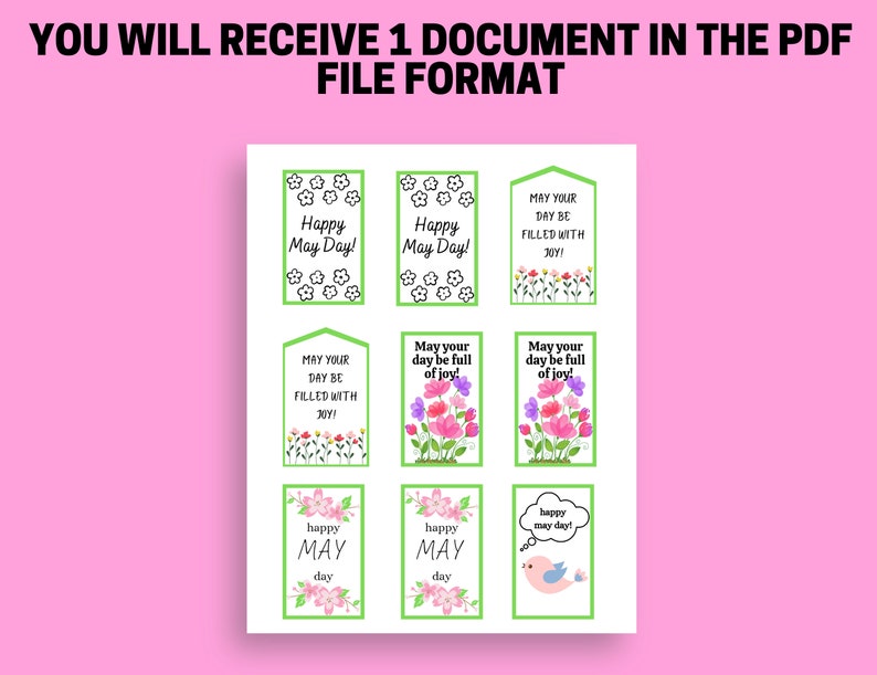 May Day Tags Printables, Spring Gift Tags, Printable May Day Basket Tag ...