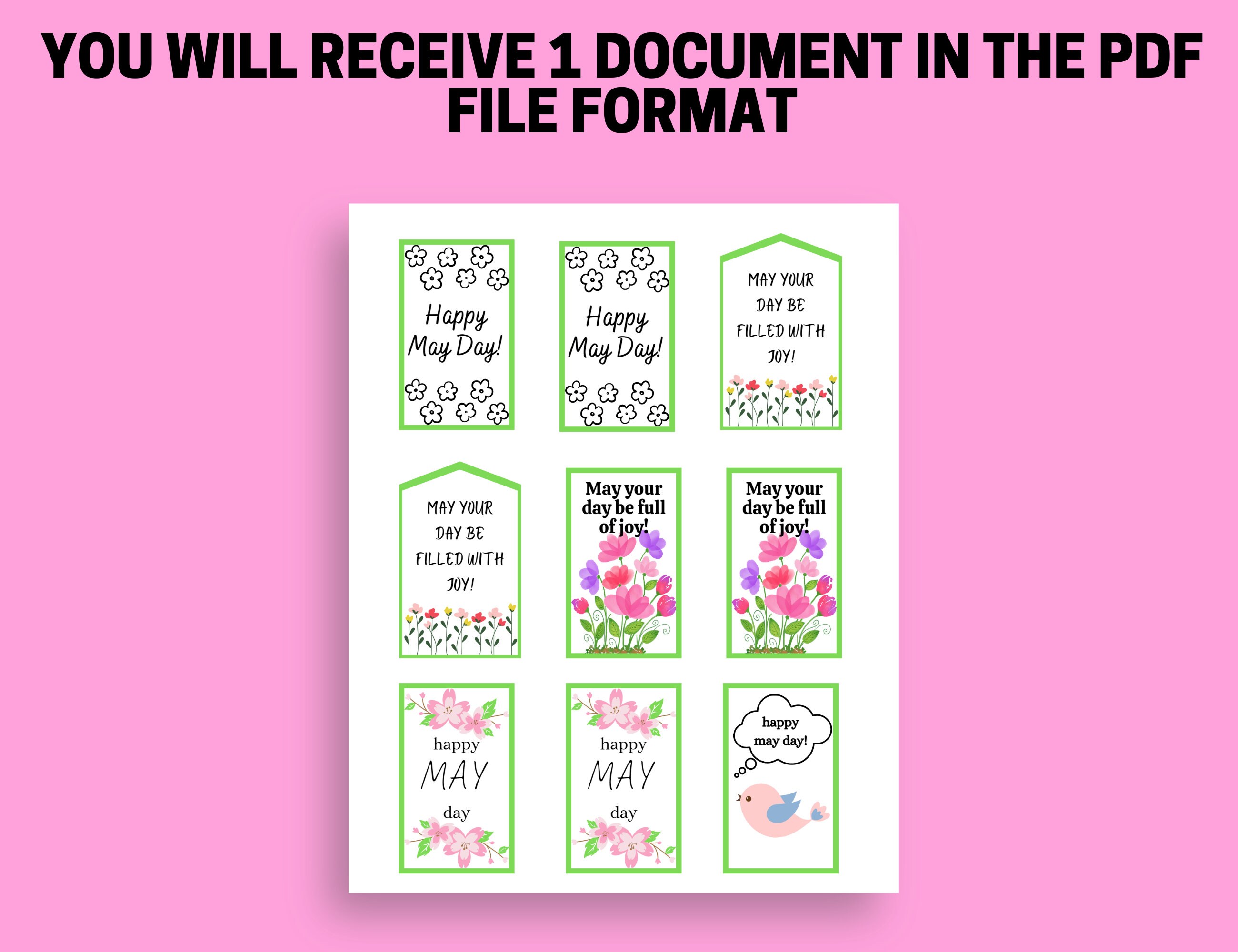 May Day Tags Printables, Spring Gift Tags, Printable May Day Basket Tag ...