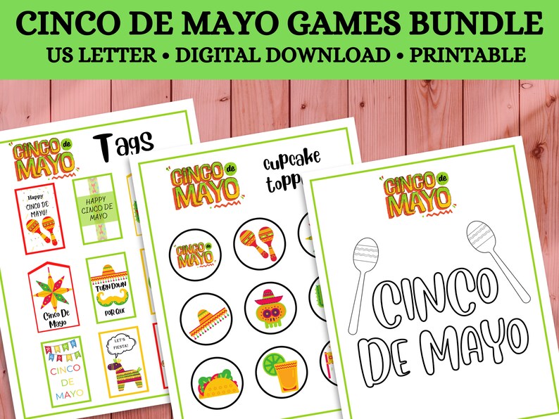 16 Cinco De Mayo Games Bundle Printable, Games for Office, Party Games ...