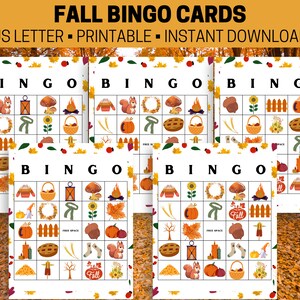 50 Page Fall Bingo Cards Printable, Fall Bingo Printable, Fall Party ...