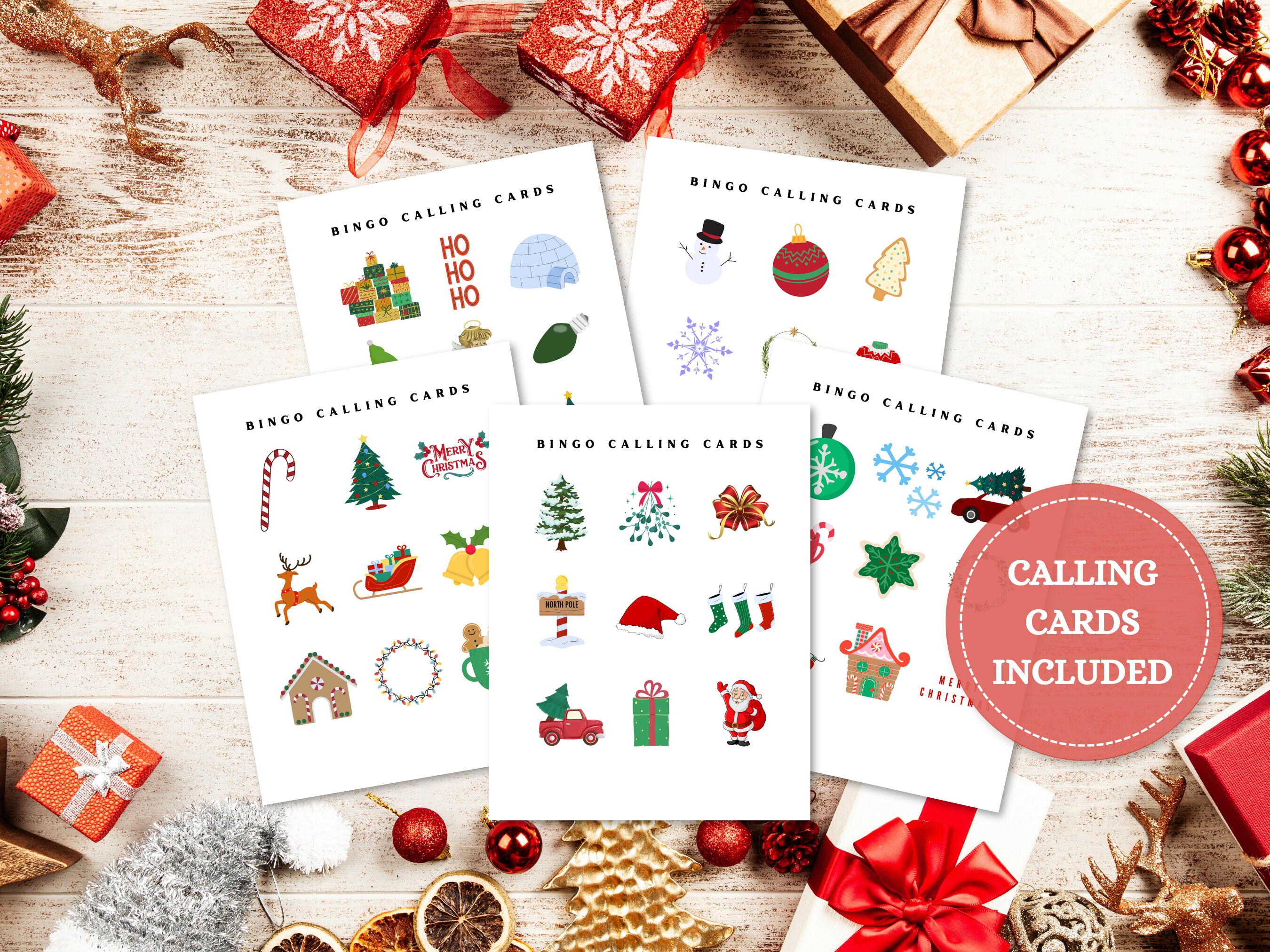 50 Page Christmas Bingo Cards Printable, Christmas Bingo Game Printable ...