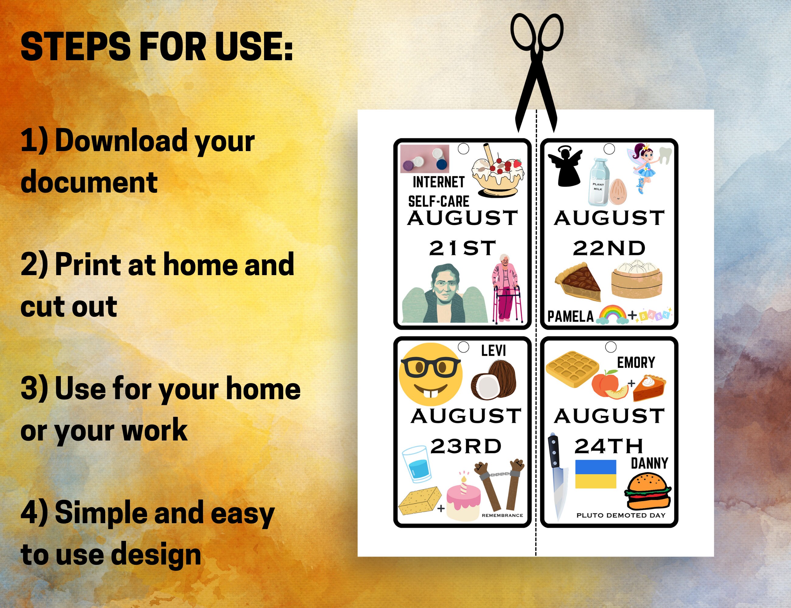 Daily August Flip Calendar Printable, August Calendar 2023, August ...