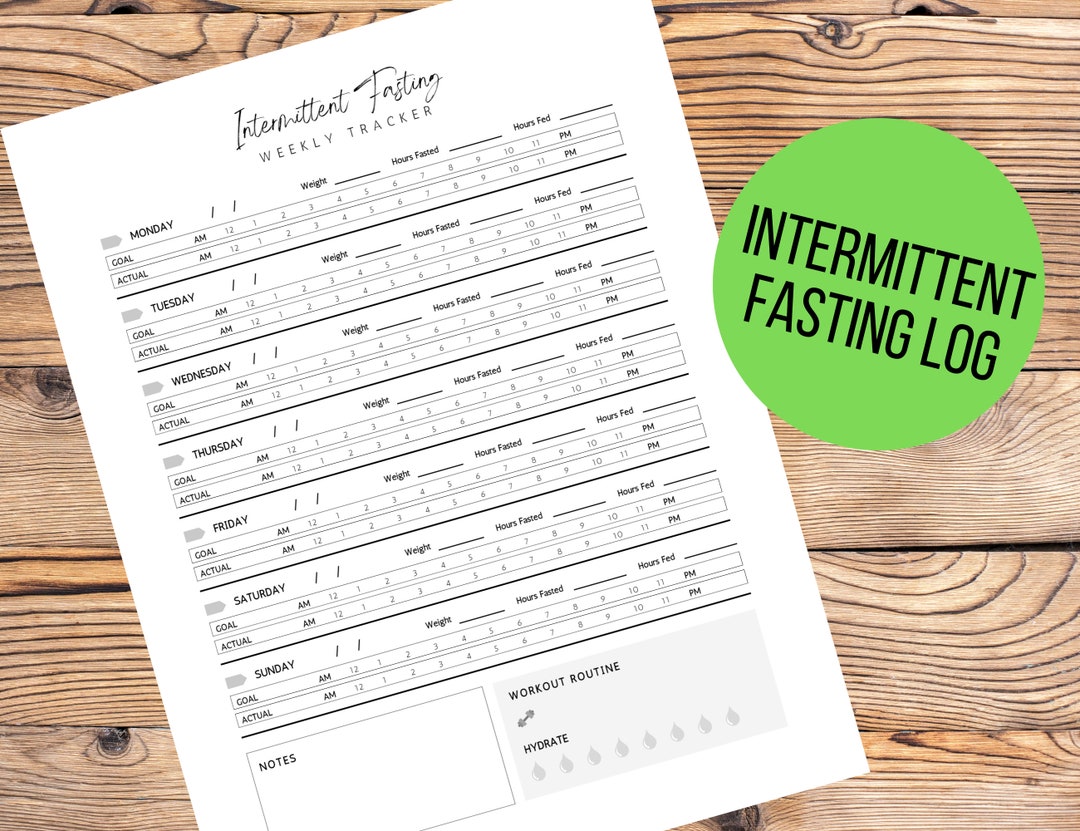 Intermittent Fasting Log Printable - Etsy
