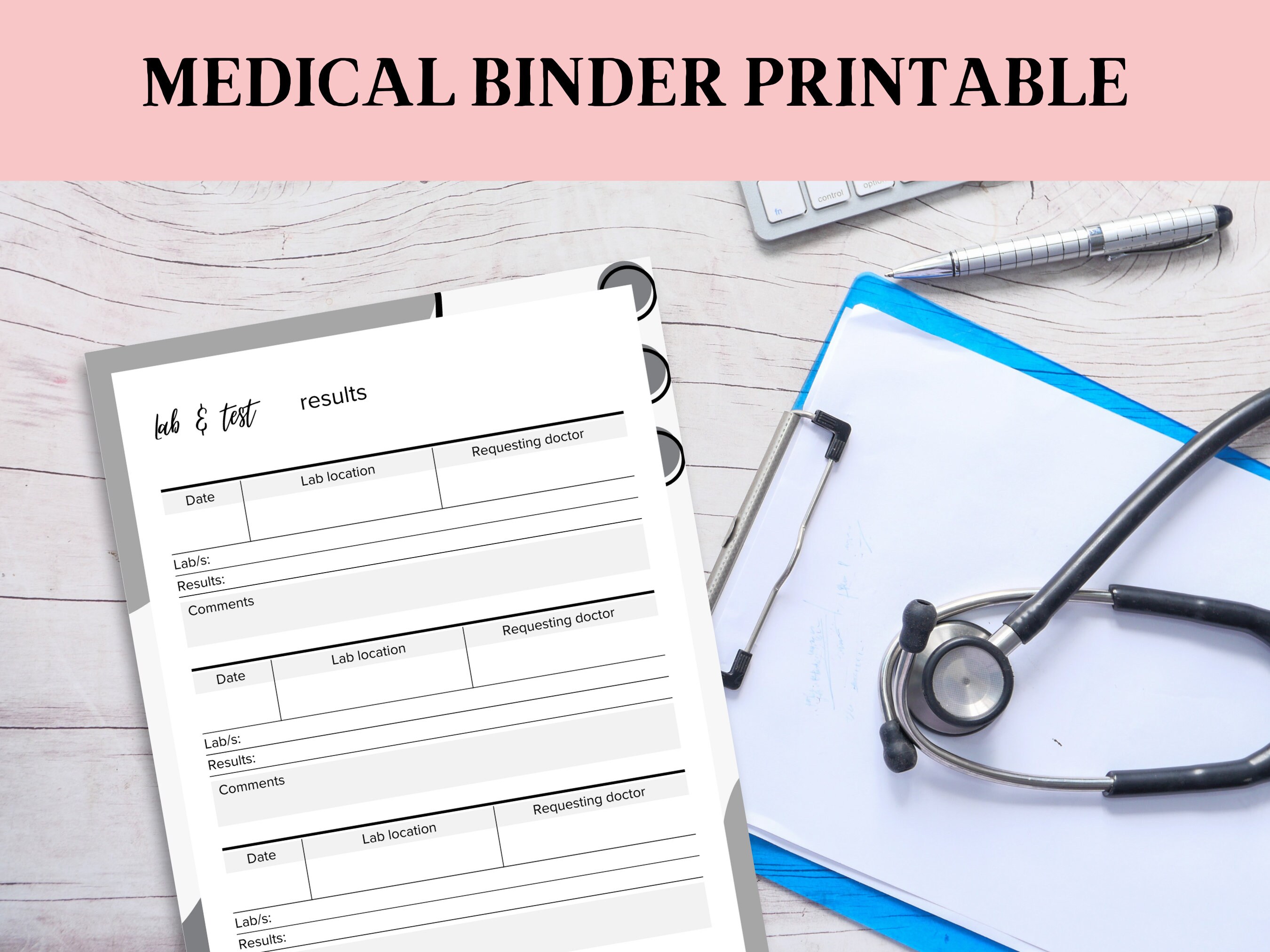 29 PAGE Medical Binder Printable, Medical Information Binder, Medical ...