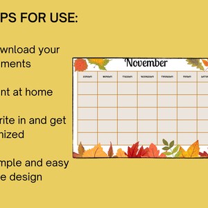 Printable November Calendars - Etsy
