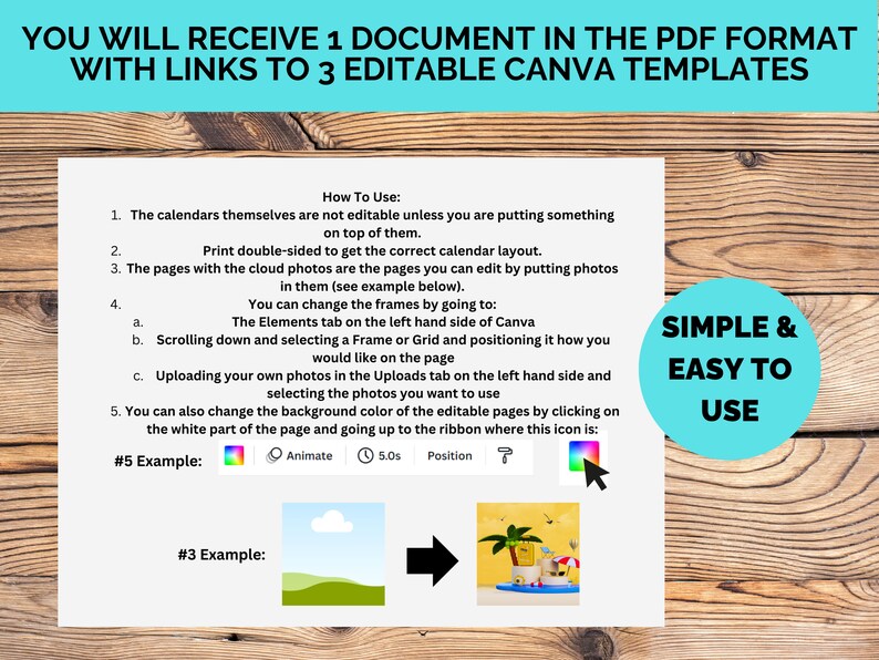 2025/2026 Editable 12 Month Calendars, Canva Template Frame, Editable ...