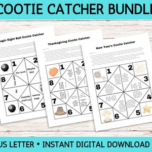 10 Page Cootie Catcher Bundle Printable, Holiday Cootie Catcher, Magic ...