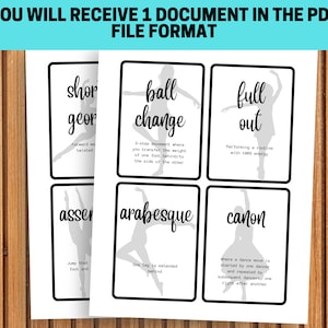 52 Dance Vocabulary Flashcards Printable, Dance Teacher Printable ...