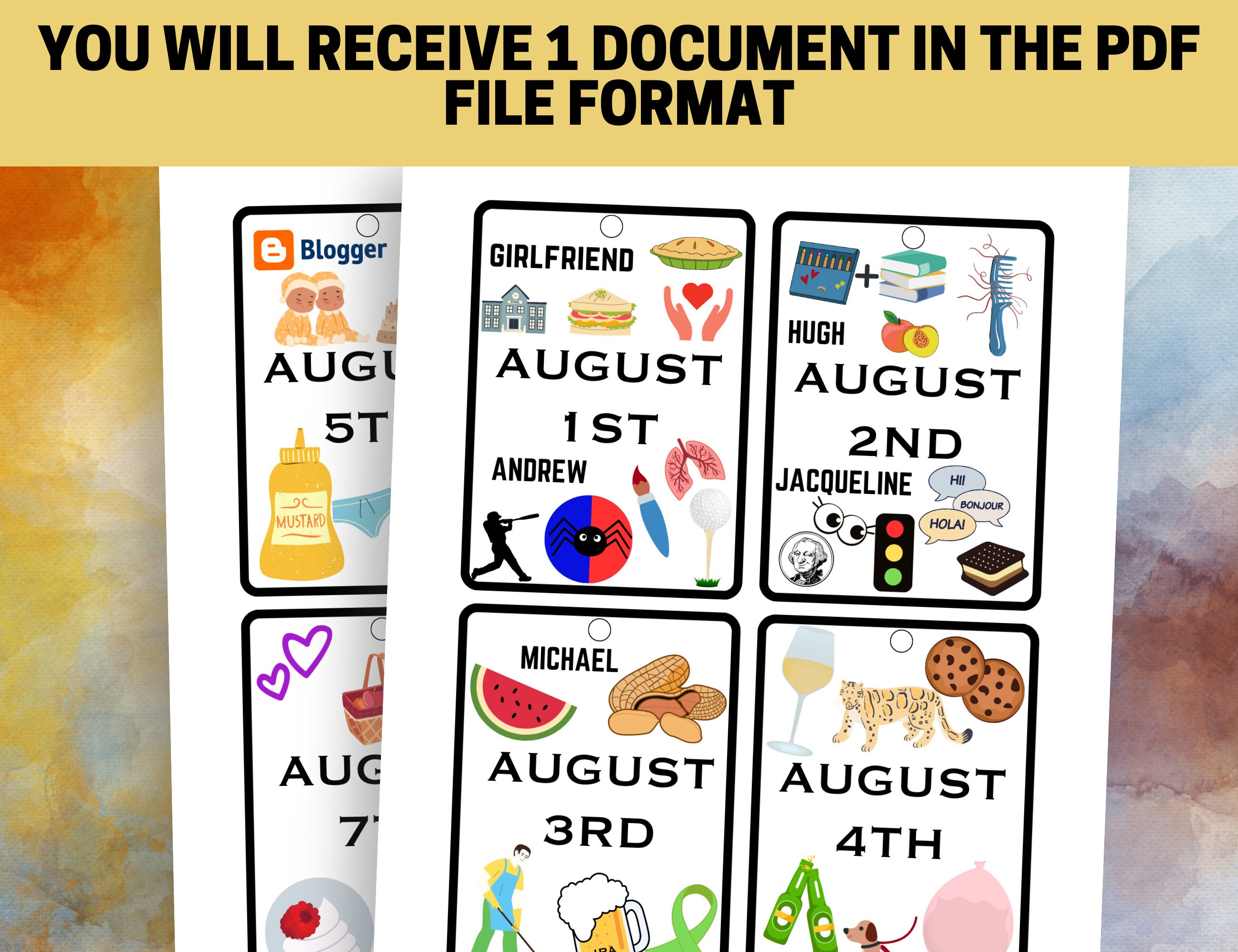 Daily August Flip Calendar Printable, August Calendar 2023, August ...