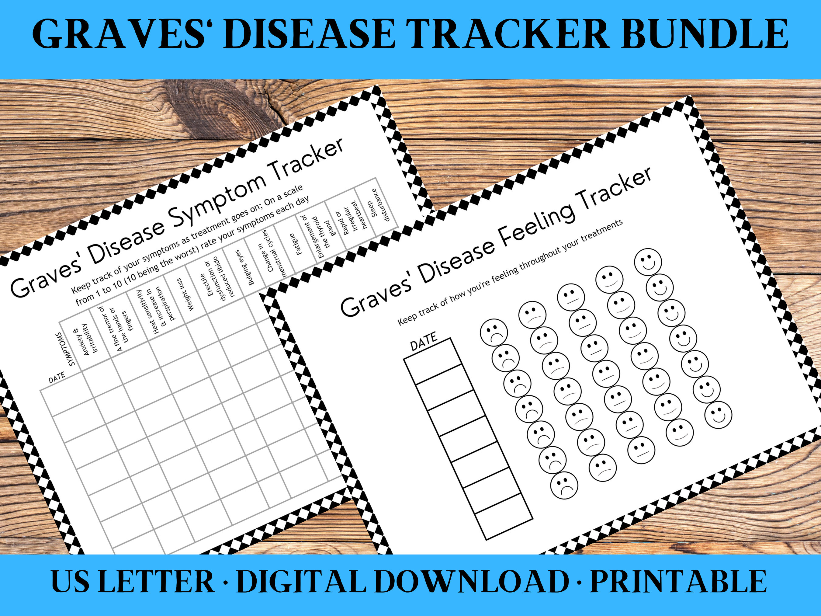 Graves' Disease Trackers Bundle Printable, Disease Template, Autoimmune ...