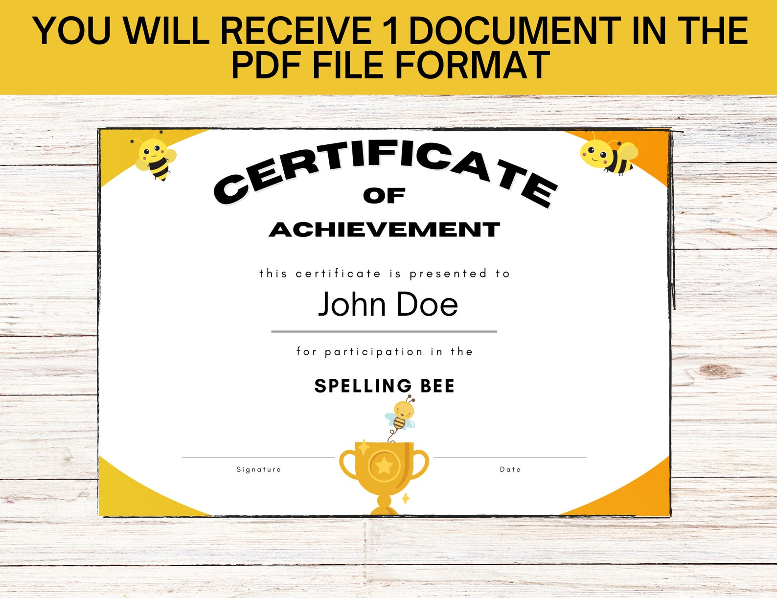 Spelling Bee Certificate - Etsy