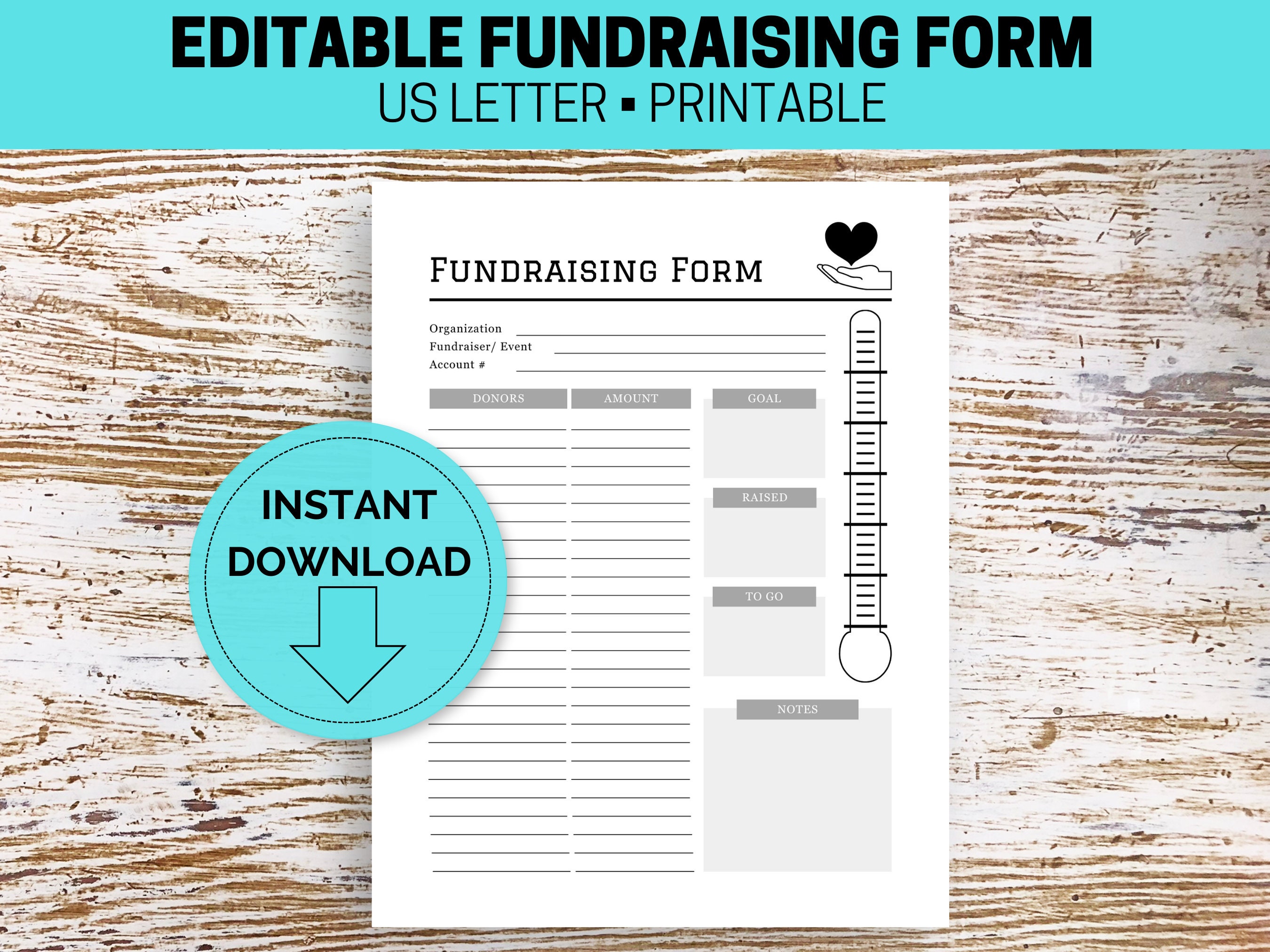 EDITABLE Fundraising Form Printable, Fundraising Form Canva ...