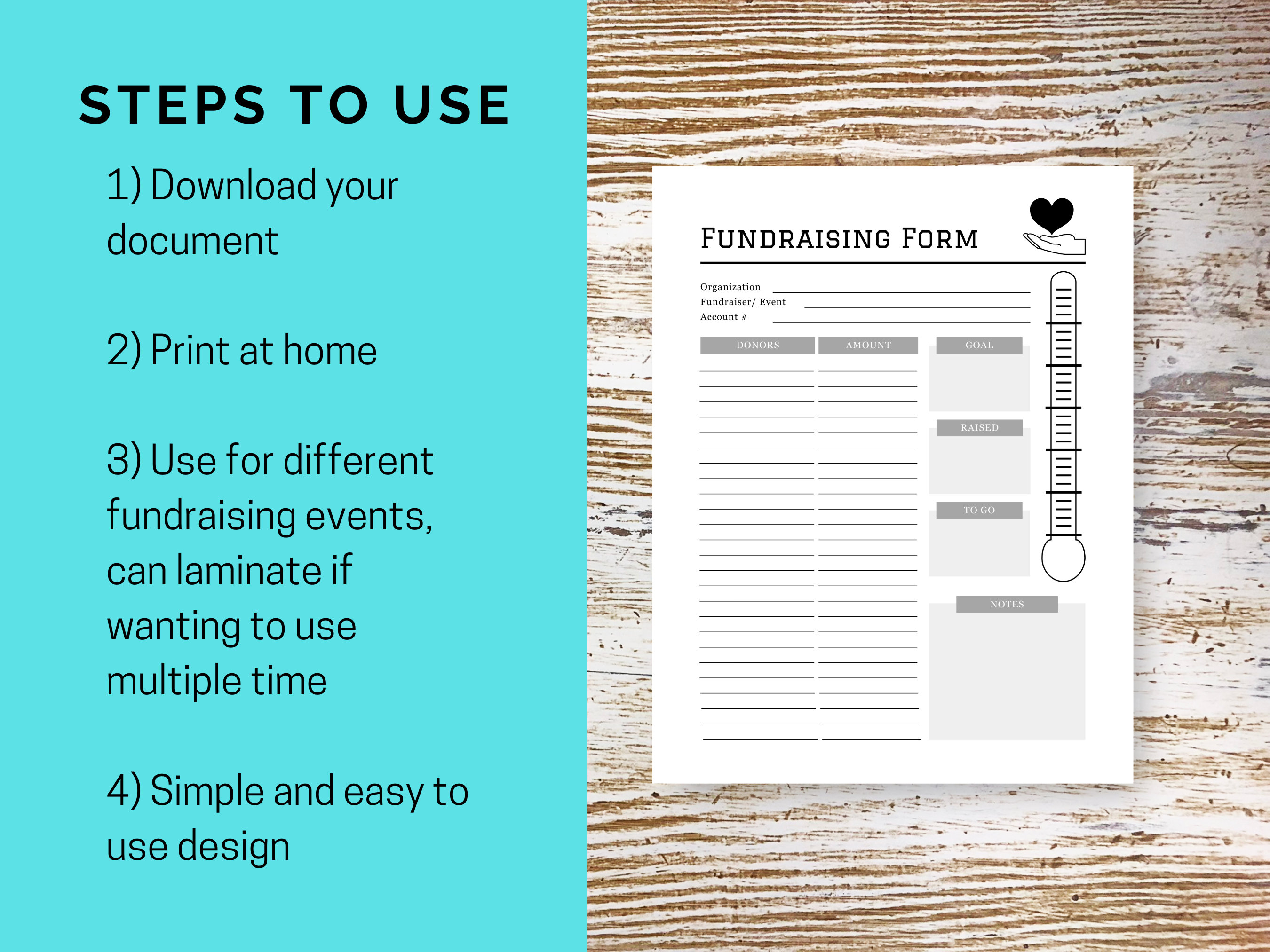 EDITABLE Fundraising Form Printable, Fundraising Form Canva ...