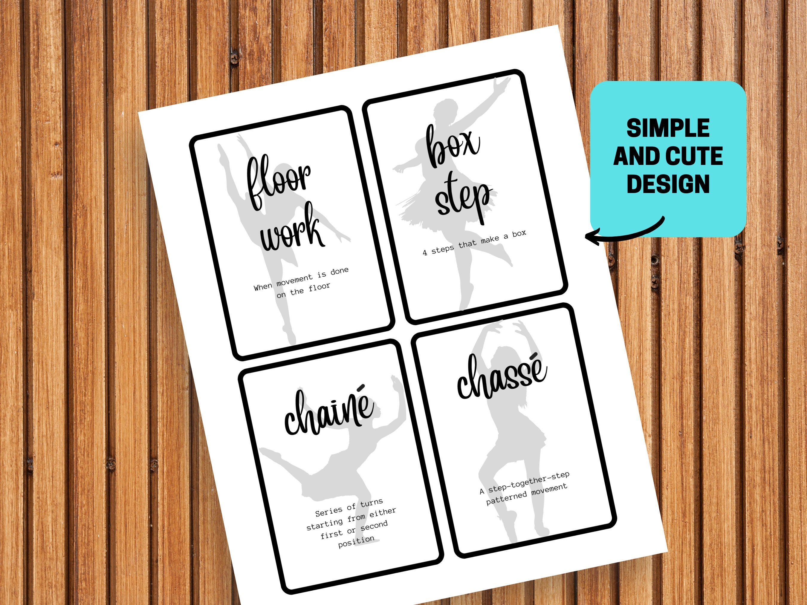 52 Dance Vocabulary Flashcards Printable, Dance Teacher Printable ...