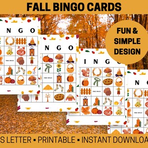 50 Page Fall Bingo Cards Printable, Fall Bingo Printable, Fall Party ...