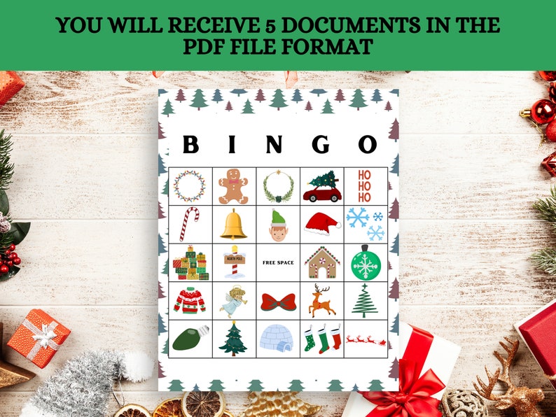 50 Page Christmas Bingo Cards Printable, Christmas Bingo Game Printable ...