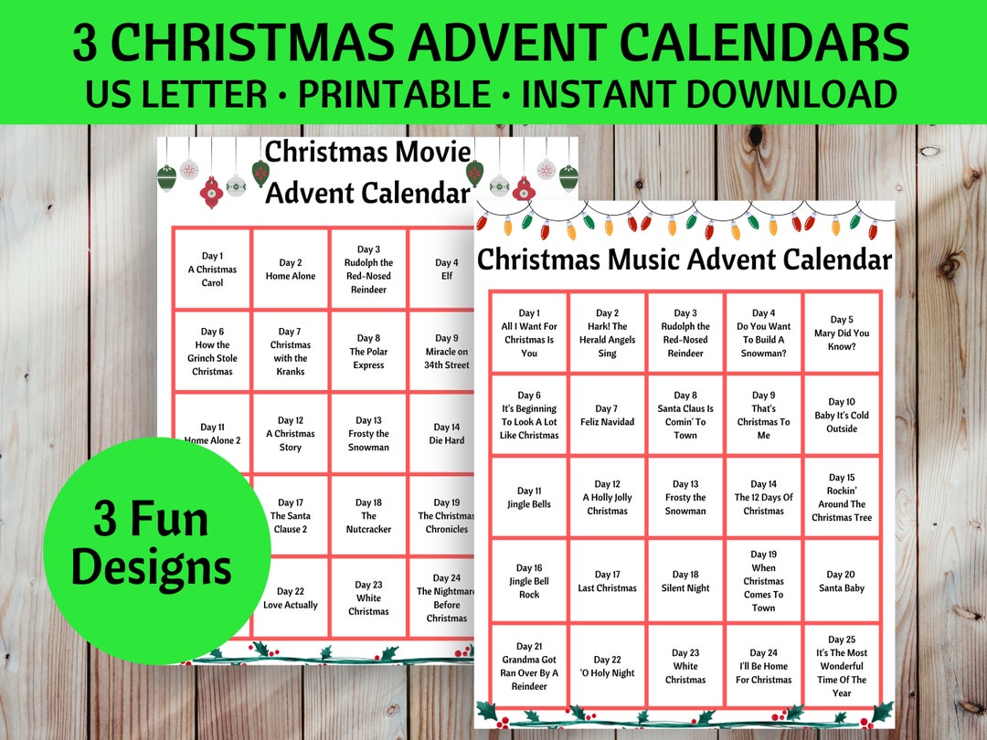 Christmas Advent Calendar Printable, Christmas Calendar, Kids Advent ...