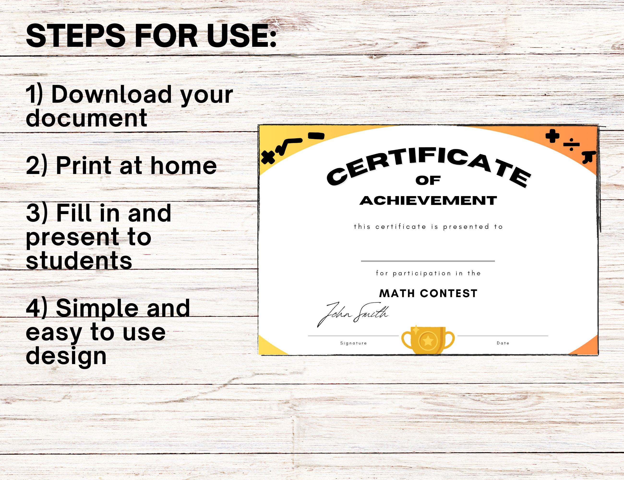 Math Contest Printable, Math Winner Certificate, Contest Certificate - Etsy