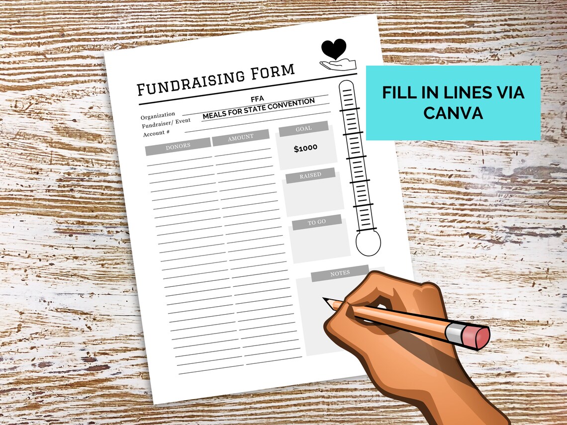 EDITABLE Fundraising Form Printable, Fundraising Form Canva ...