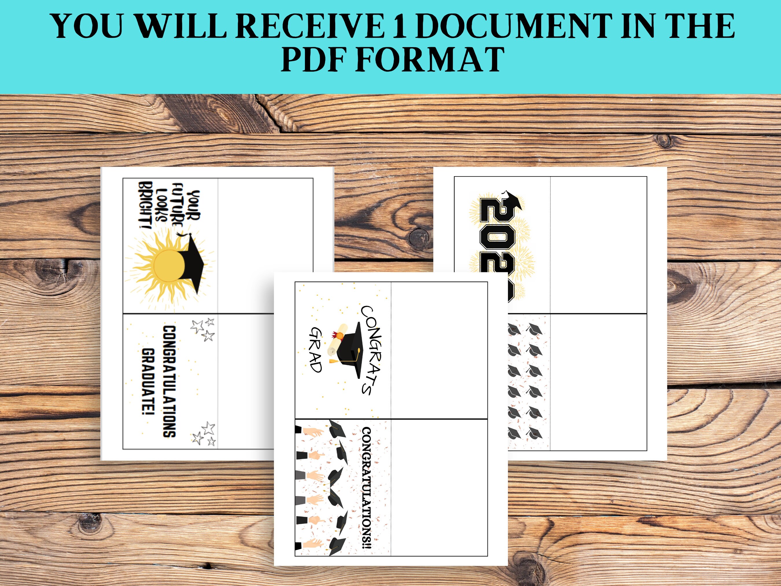 Graduation Card Bundle Printable, A7 & A2 Card, Graduation Cards, Card ...