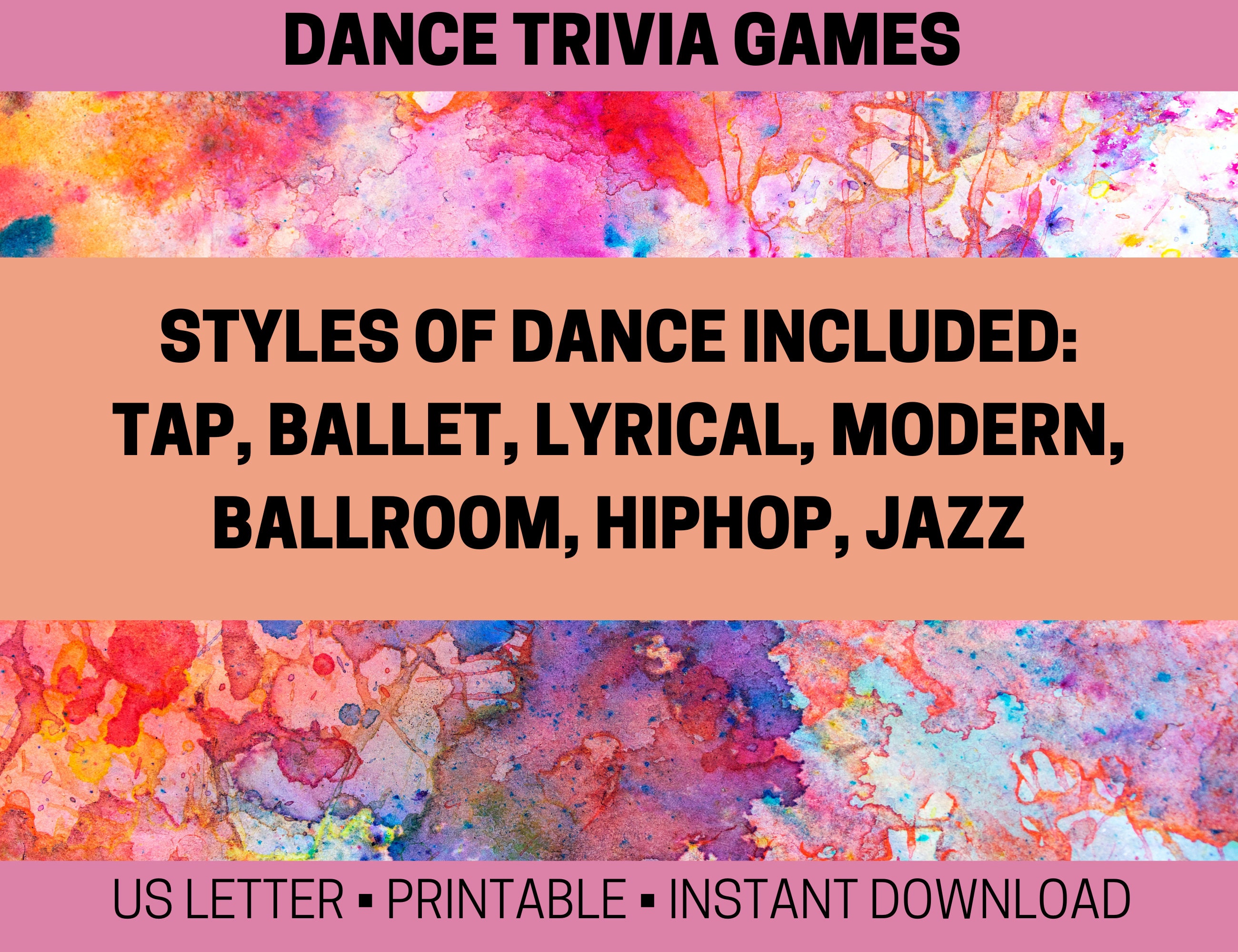 Dance Trivia Games Printable, Dance Teacher Printable, Dance Printable ...