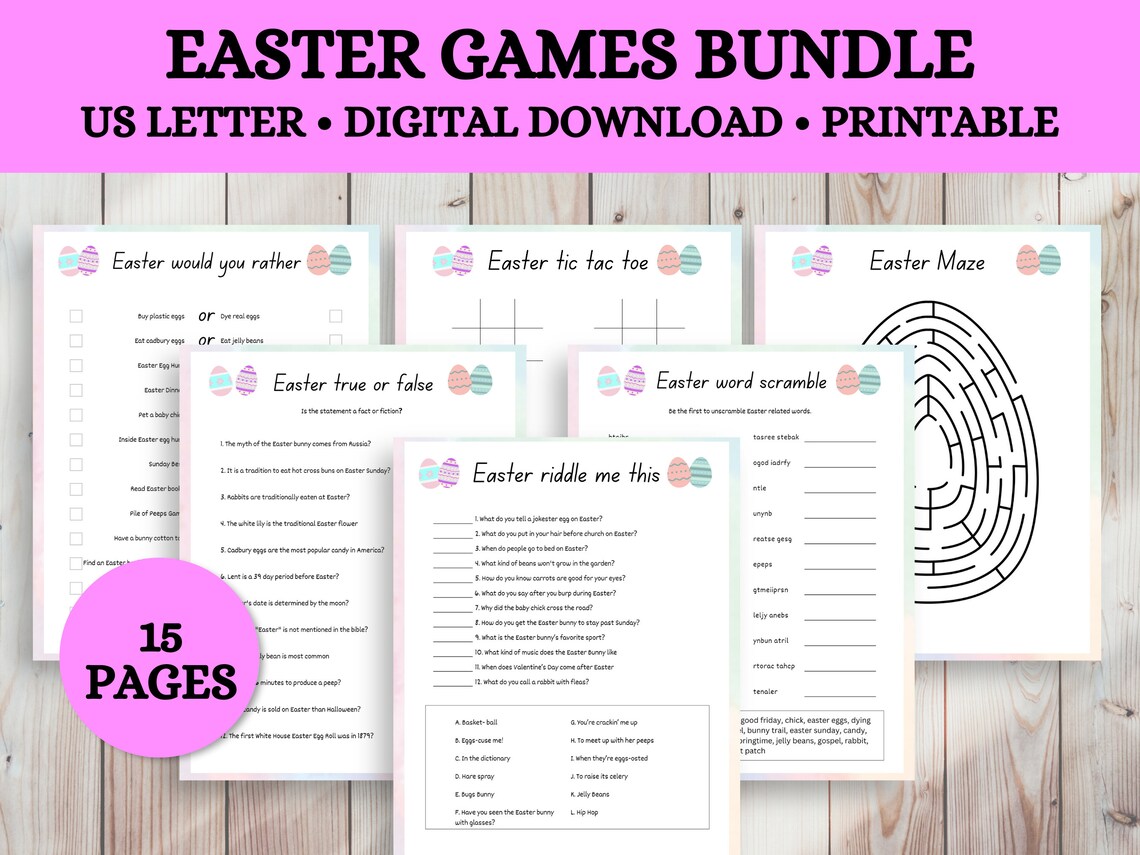 Easter Games Bundle Printable, Easter Games Printable, Easter Family ...