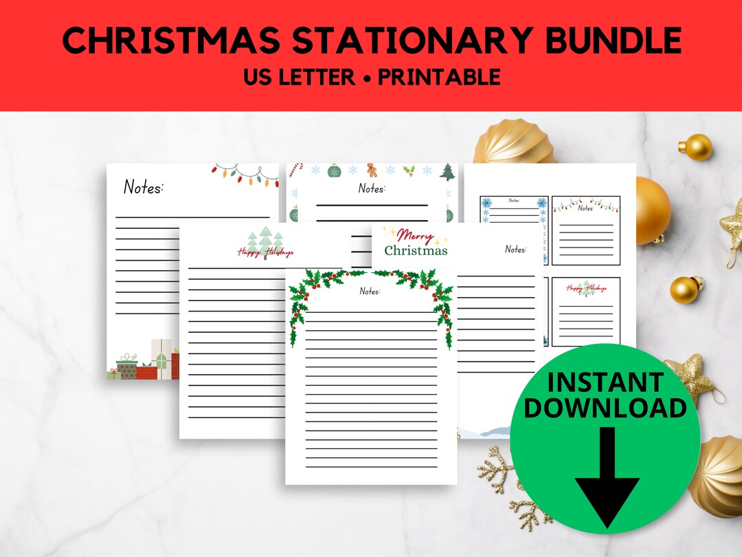 14 PAGE Christmas Notes Printable, Holiday Stationary Notes, Christmas ...