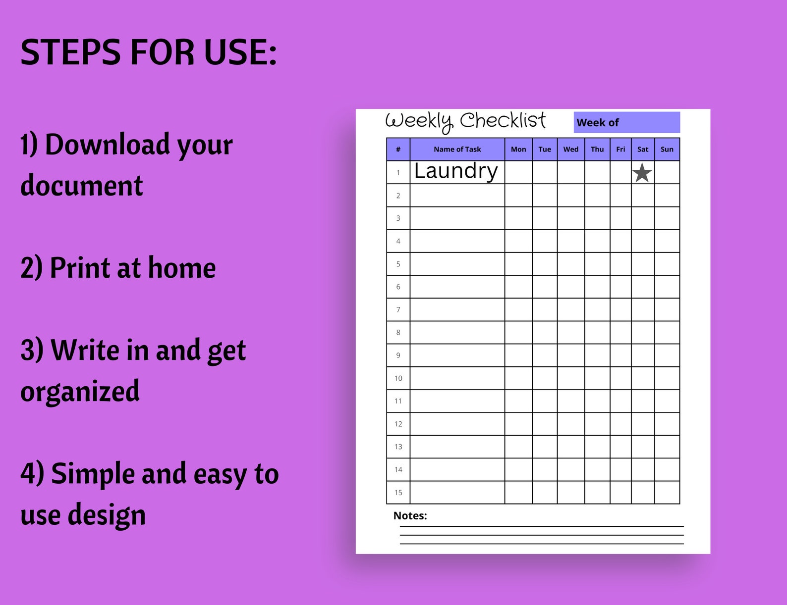 Weekly Checklist Printable, Weekly Checklist Pdf, Weekly Checklist ...