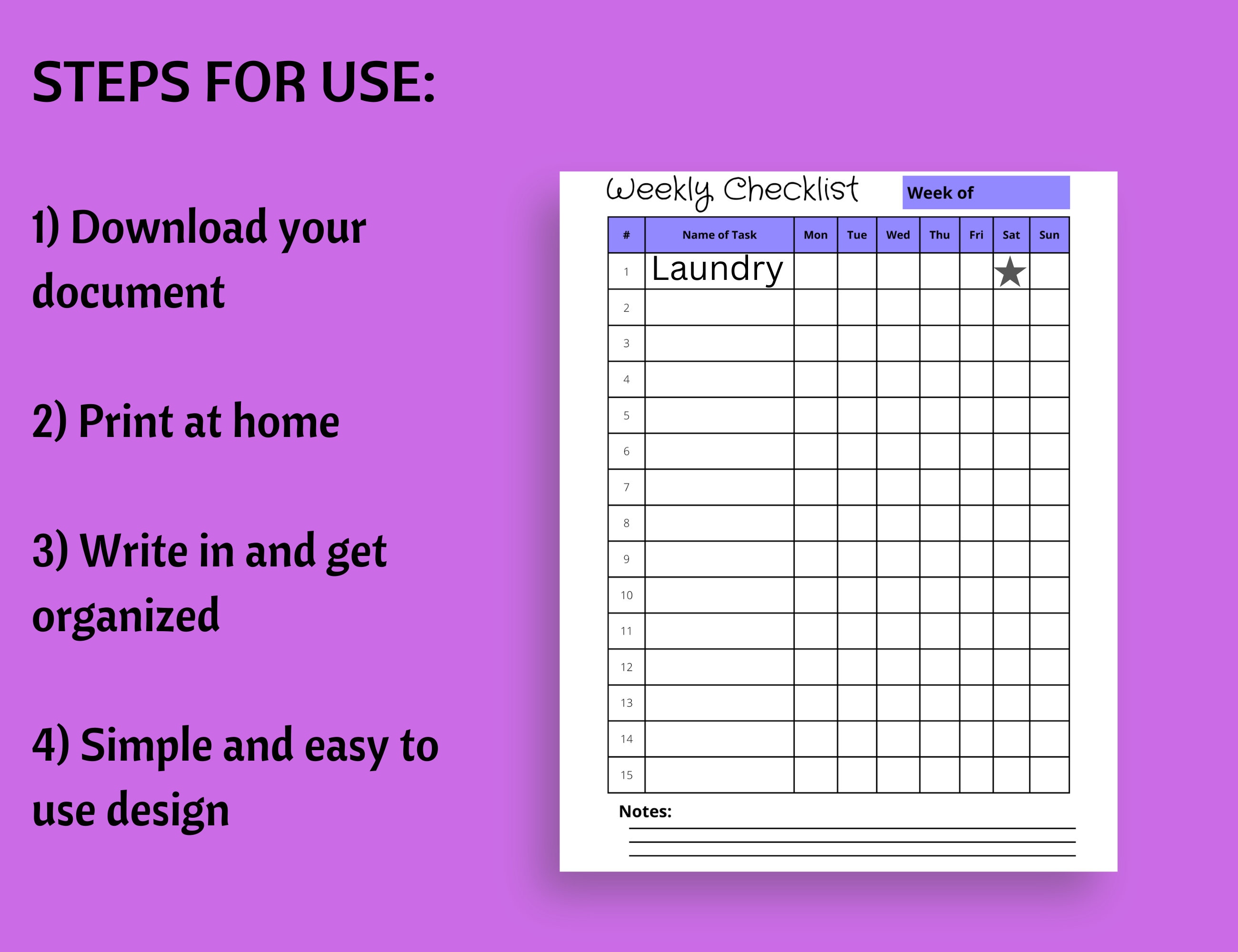 Weekly Checklist Printable, Weekly Checklist Pdf, Weekly Checklist ...