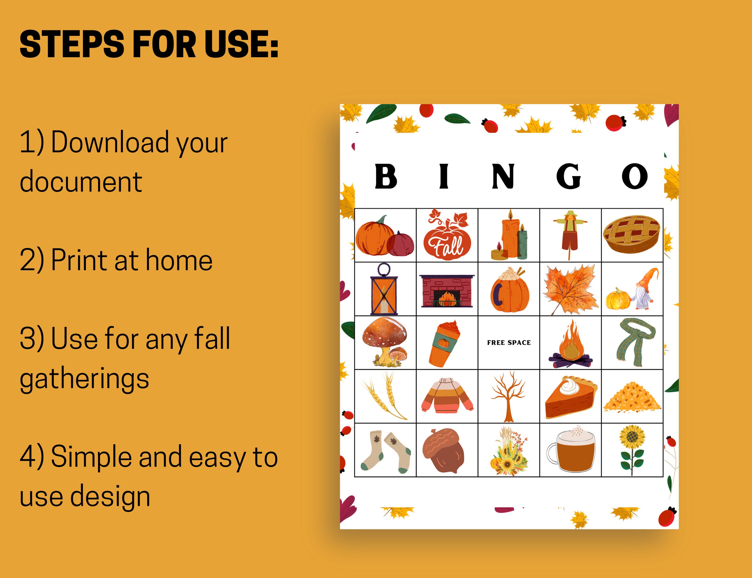 50 Page Fall Bingo Cards Printable, Fall Bingo Printable, Fall Party ...