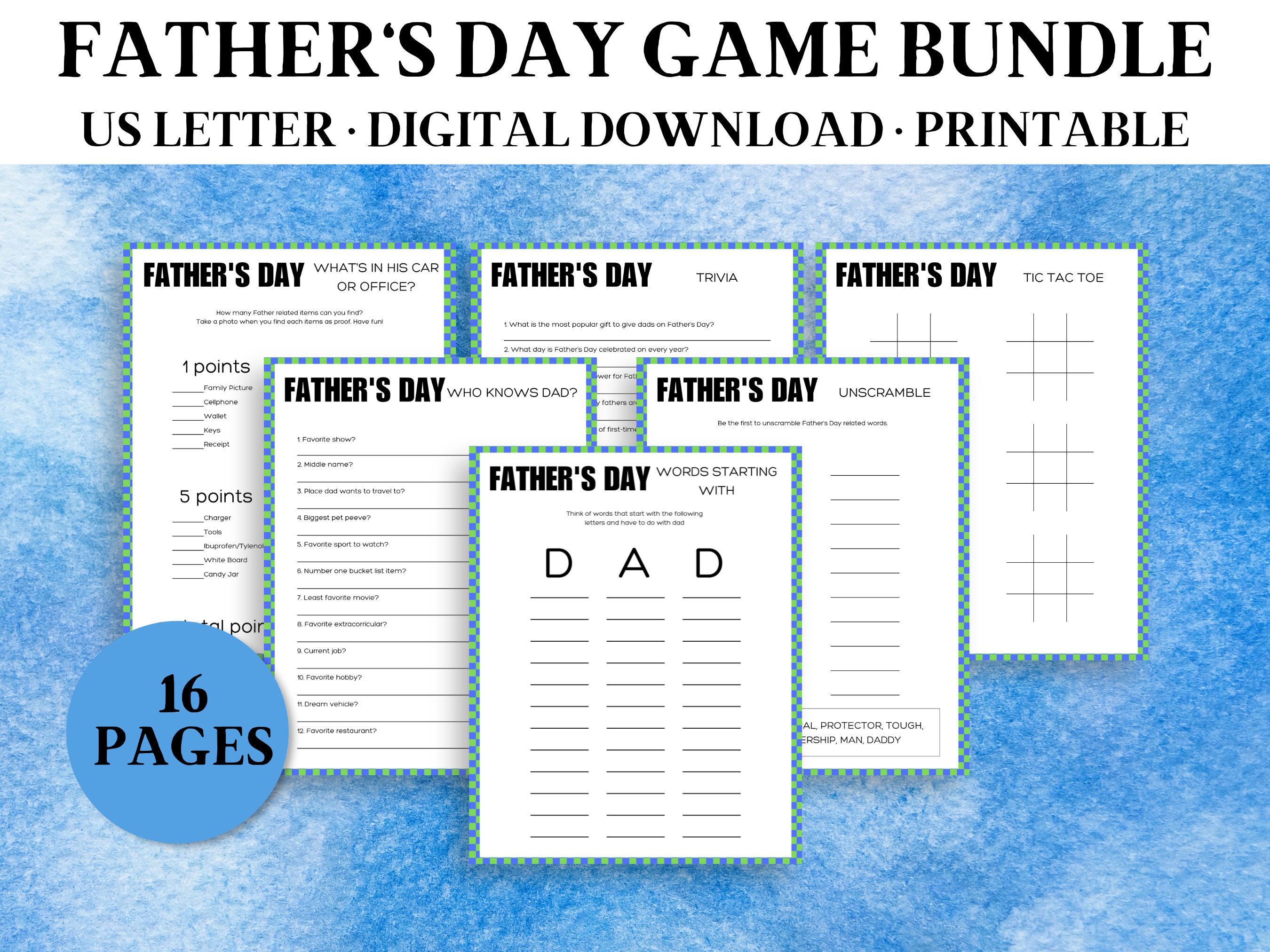 13 Father's Day Game Bundle Printable, Father's Day Games, Father's Day ...
