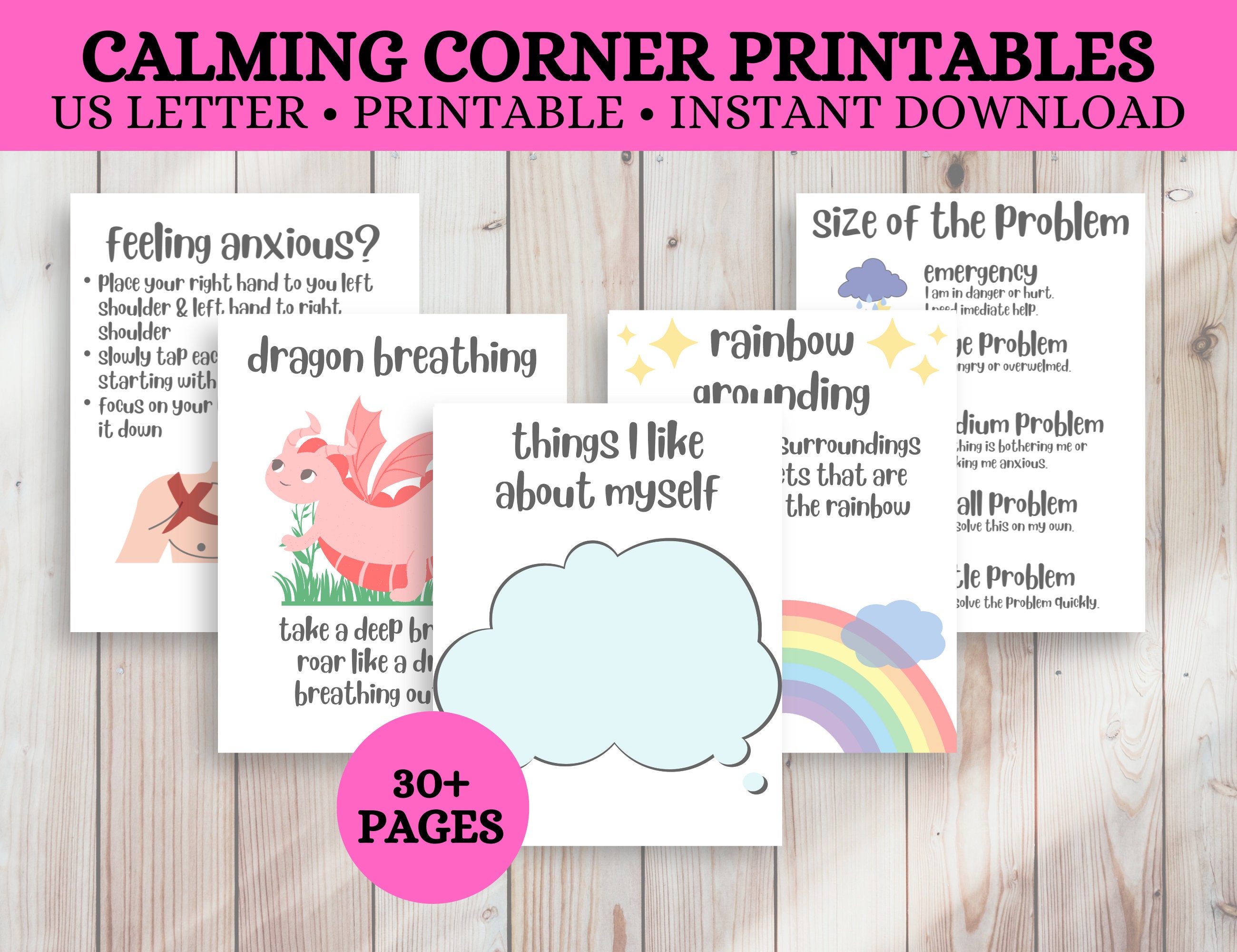 30 Page Calming Corner Bundle Printable, Calm Down Corner, Calm Down ...