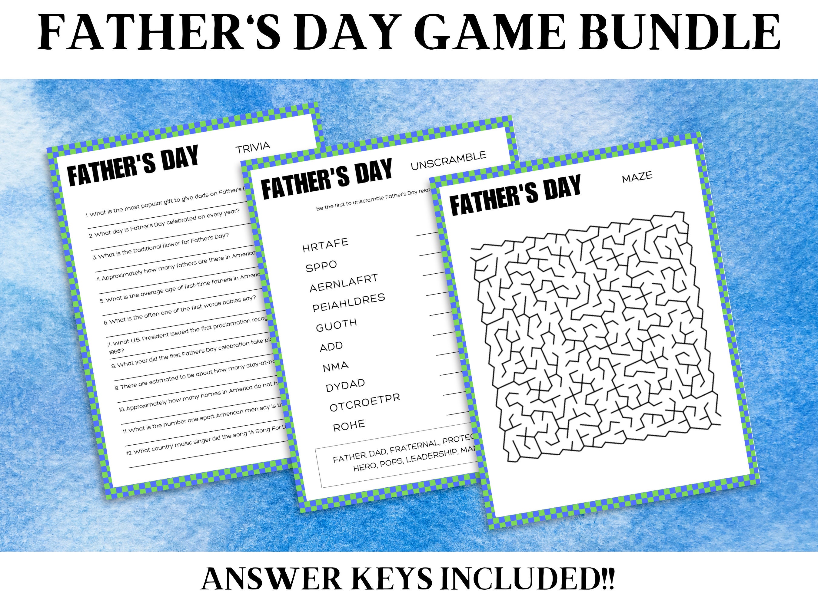 13 Father's Day Game Bundle Printable, Father's Day Games, Father's Day ...