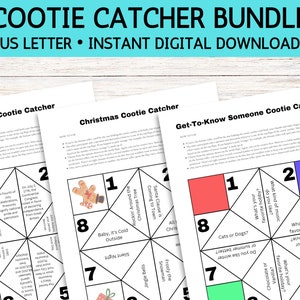 10 Page Cootie Catcher Bundle Printable, Holiday Cootie Catcher, Magic ...