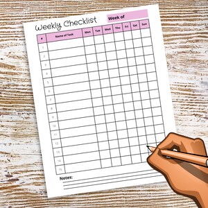 Weekly Checklist Printable, Weekly Checklist Pdf, Weekly Checklist ...