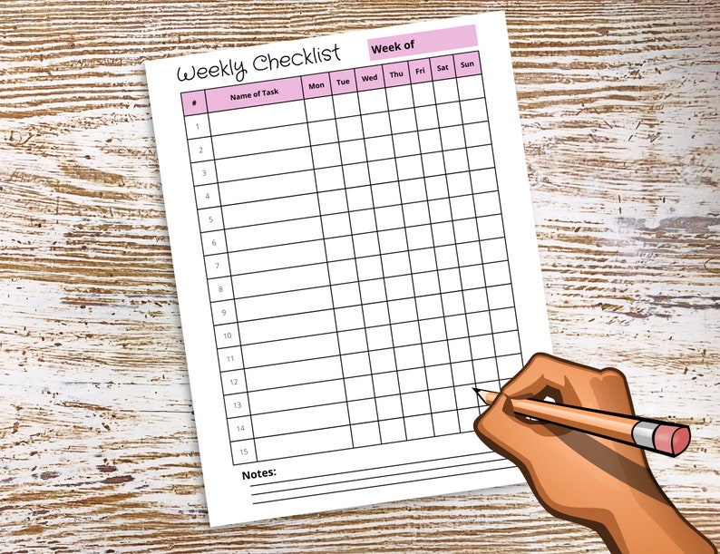 Weekly Checklist Printable, Weekly Checklist Pdf, Weekly Checklist ...