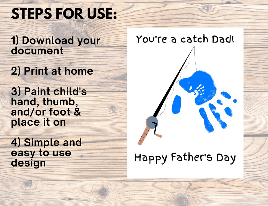 FIVE Father's Day Handprint Art Printable Keepsake, Footprint Art Craft ...