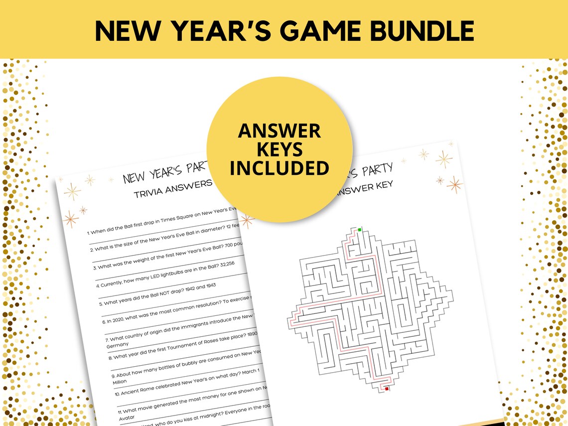 13 New Year's Game Bundle, New Years Printable, New Years Games ...