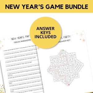 13 New Year's Game Bundle, New Years Printable, New Years Games ...