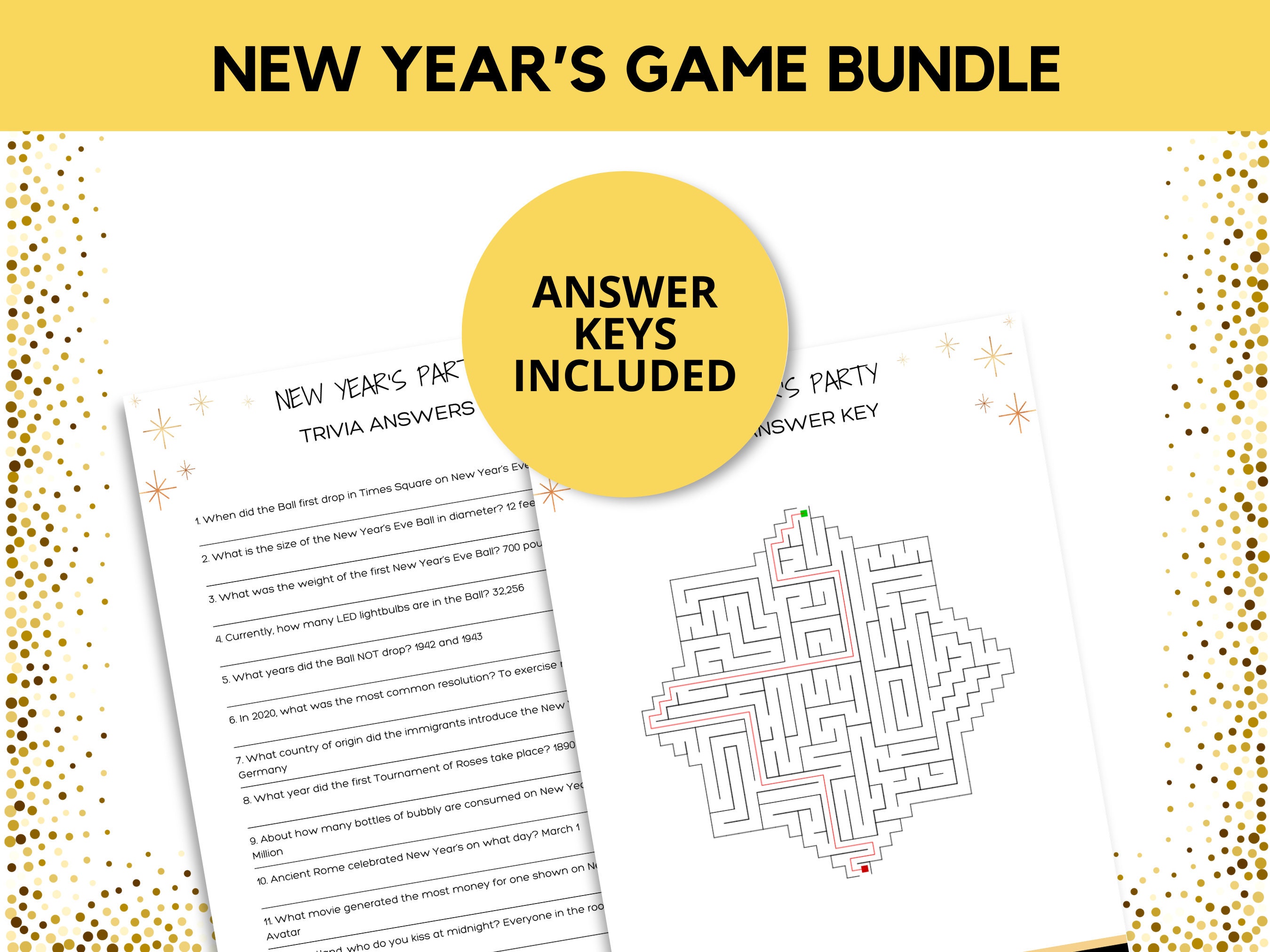 13 New Year's Game Bundle, New Years Printable, New Years Games ...