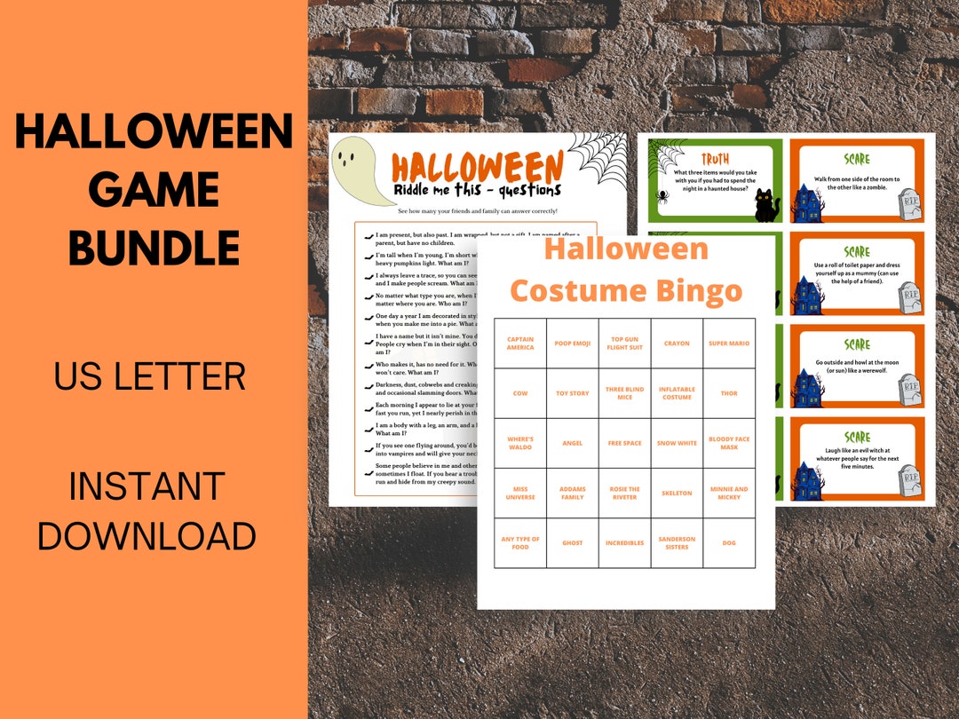 Halloween Printable Game Bundle, Halloween Games for Kids, Adult ...