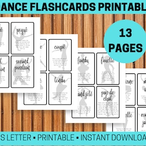 52 Dance Vocabulary Flashcards Printable, Dance Teacher Printable ...