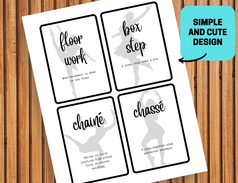 52 Dance Vocabulary Flashcards Printable Dance Teacher - Etsy Australia