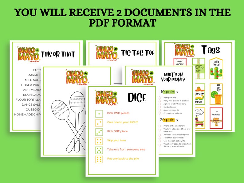 Cinco De Mayo Games Bundle, Printable Party Games (PDF) - Etsy