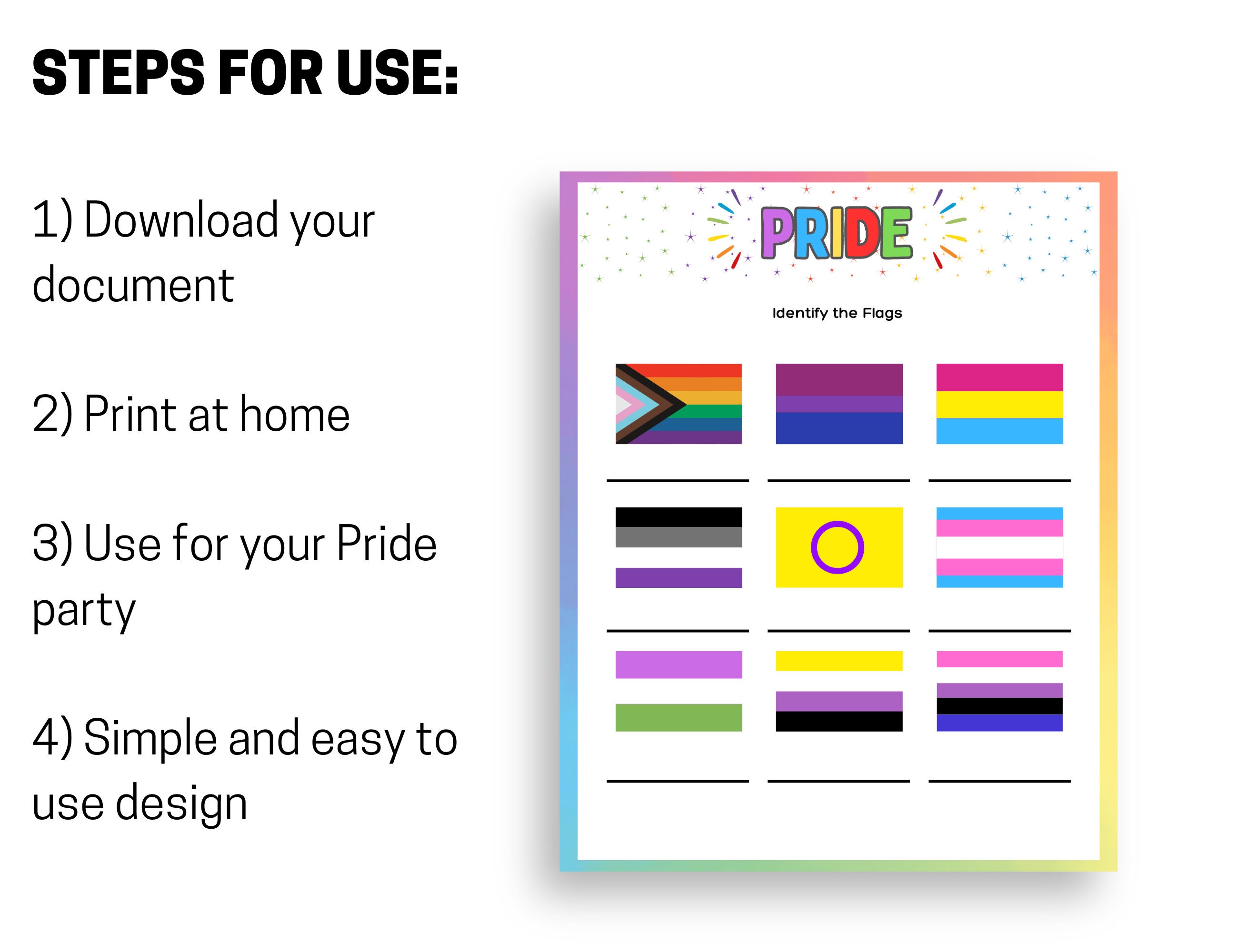PRIDE Month Game Printable, LGBTQ+ Pride Party Game, Pride Flags Game ...