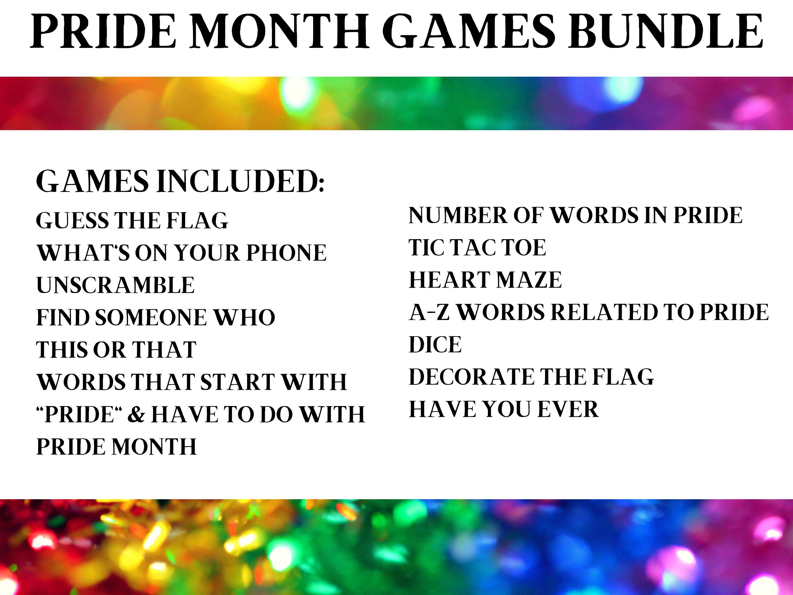 14 PRIDE Month Games Bundle Printable, LGBTQ+ Pride Party Game, Pride ...